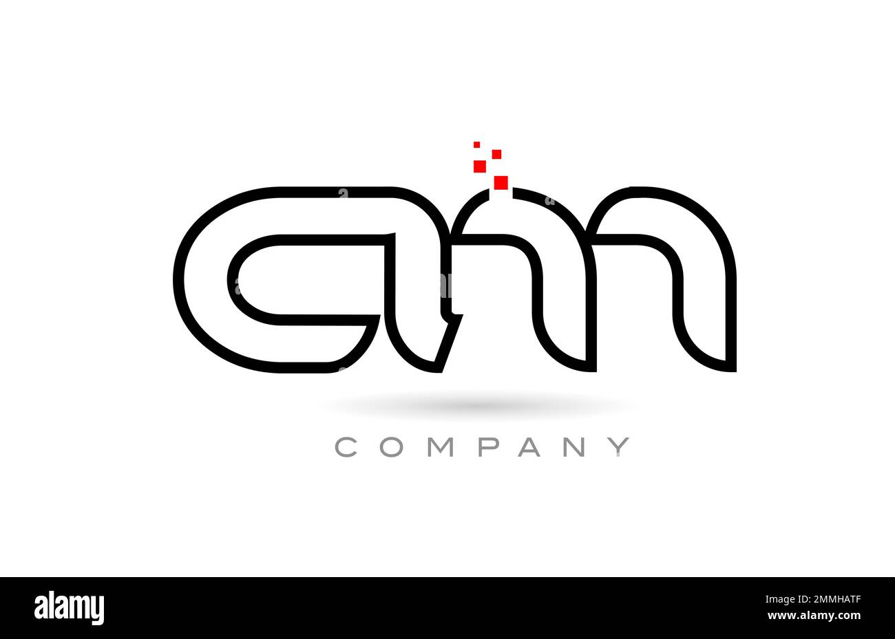 CM connected alphabet letter logo icon combination design with dots and ...