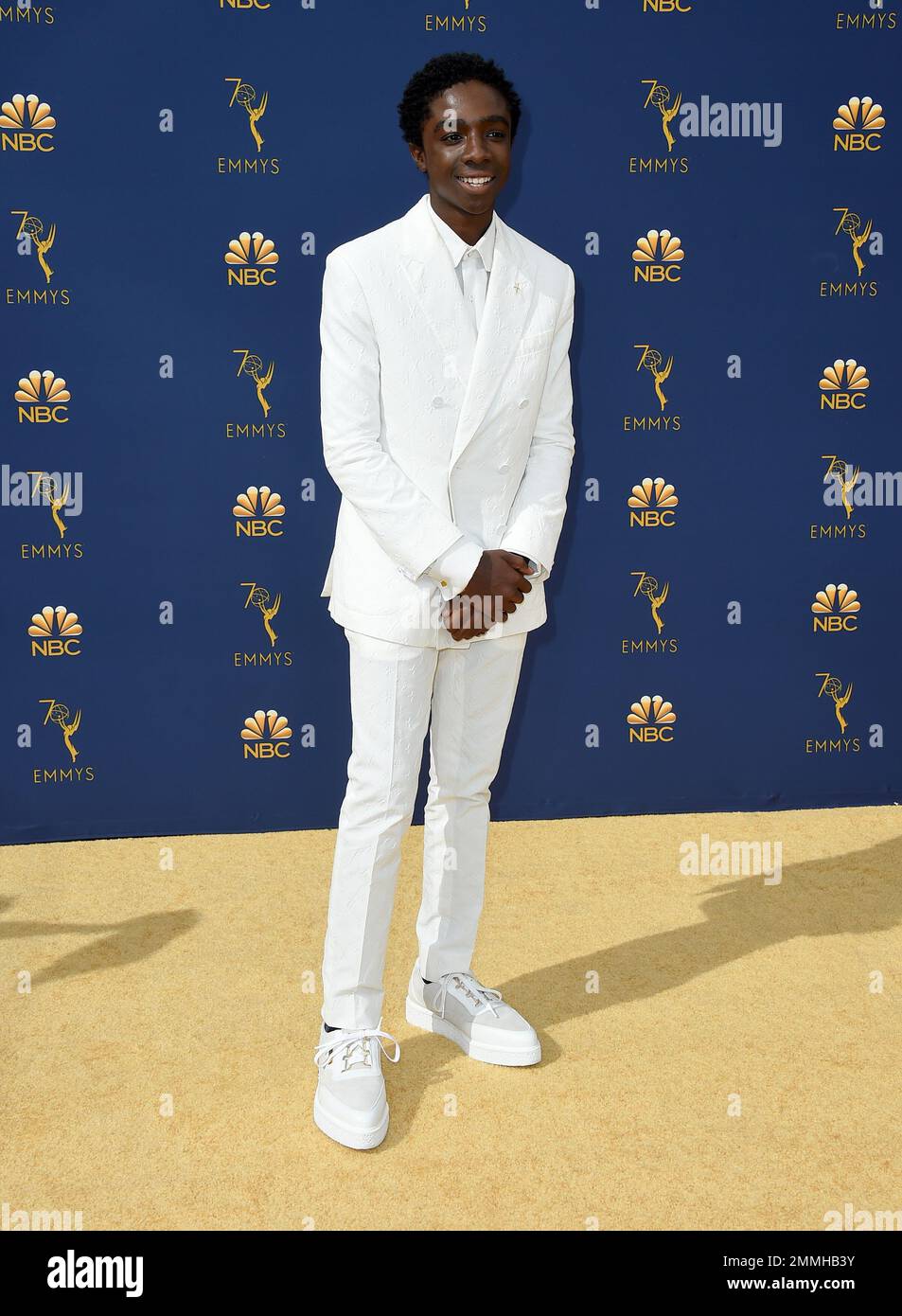 Caleb McLaughlin arrives at the 70th Primetime Emmy Awards on Monday ...