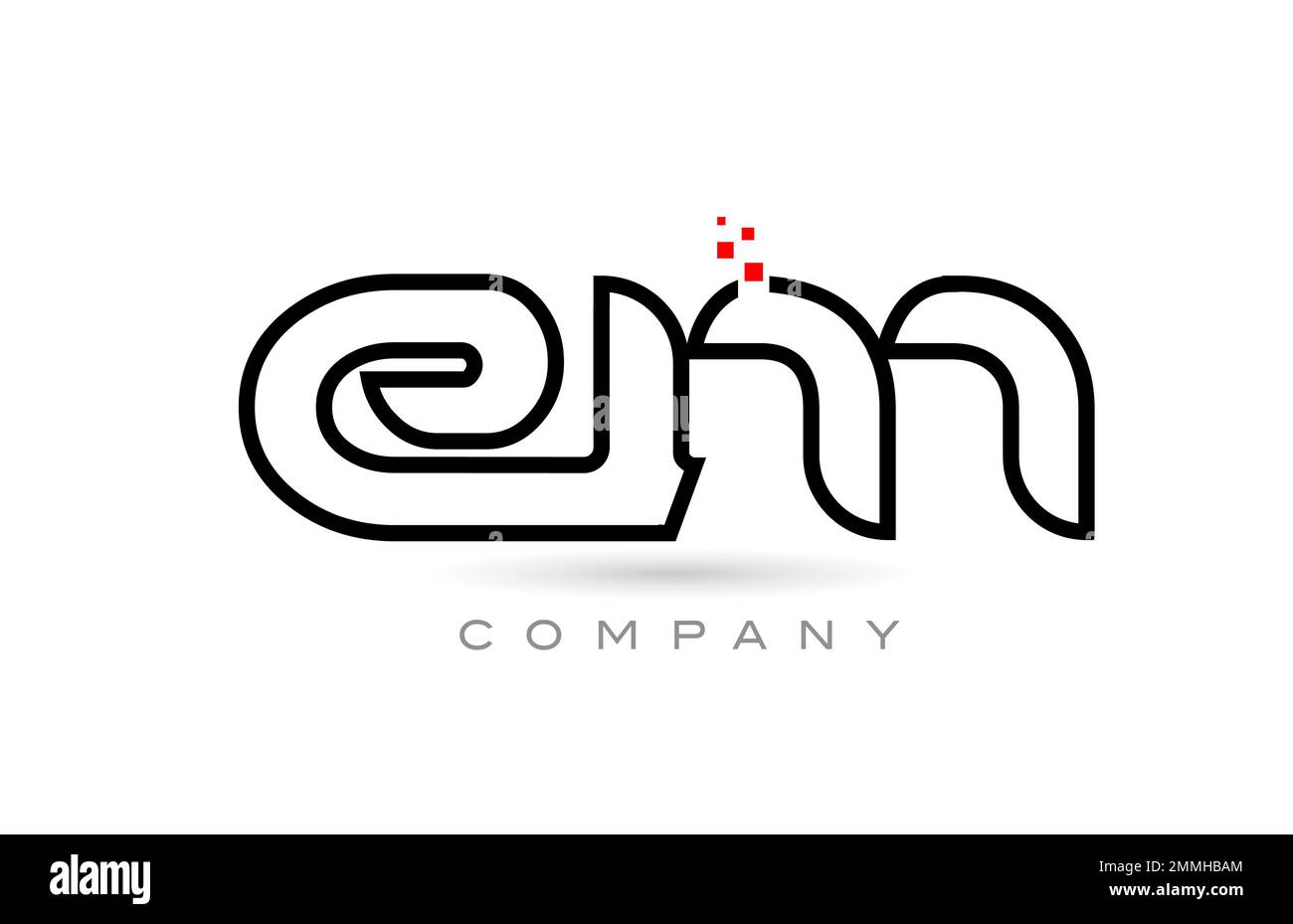EM connected alphabet letter logo icon combination design with dots and ...
