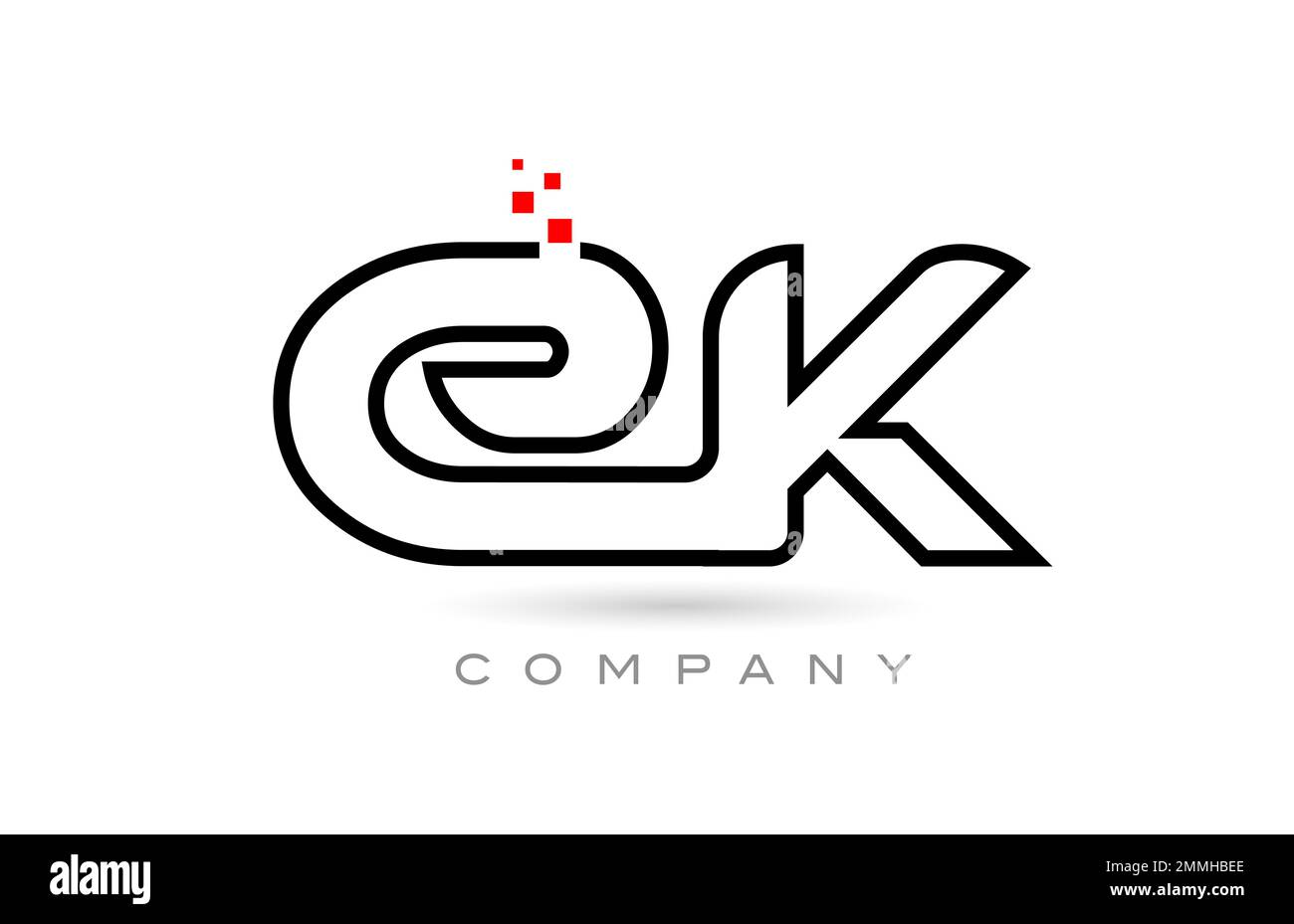 EK connected alphabet letter logo icon combination design with dots and ...