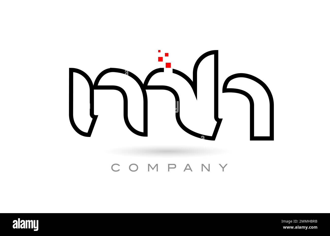 MH connected alphabet letter logo icon combination design with dots and ...