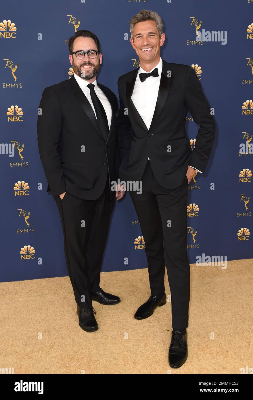 Joe Farrell, left, and Mike Farah arrive at the 70th Primetime Emmy ...