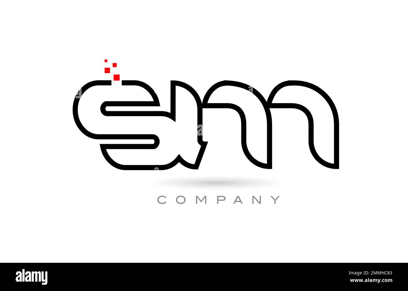 SM connected alphabet letter logo icon combination design with dots and ...