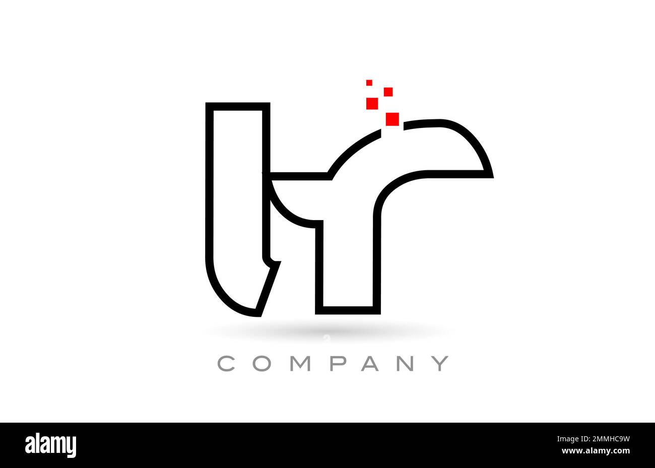 TR connected alphabet letter logo icon combination design with dots and ...