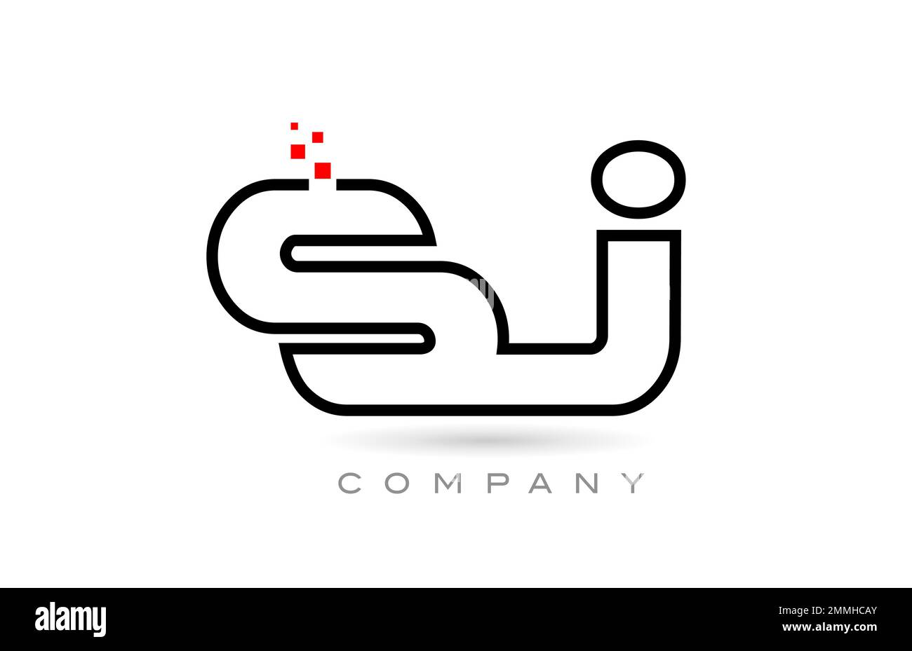 SJ connected alphabet letter logo icon combination design with dots and ...