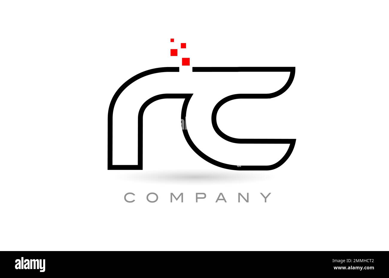 RC connected alphabet letter logo icon combination design with dots and ...
