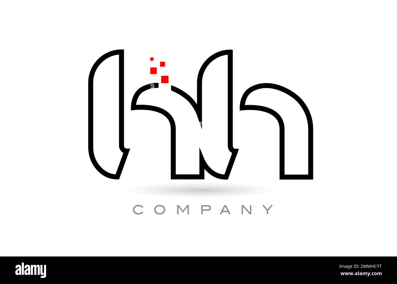HH connected alphabet letter logo icon combination design with dots and ...