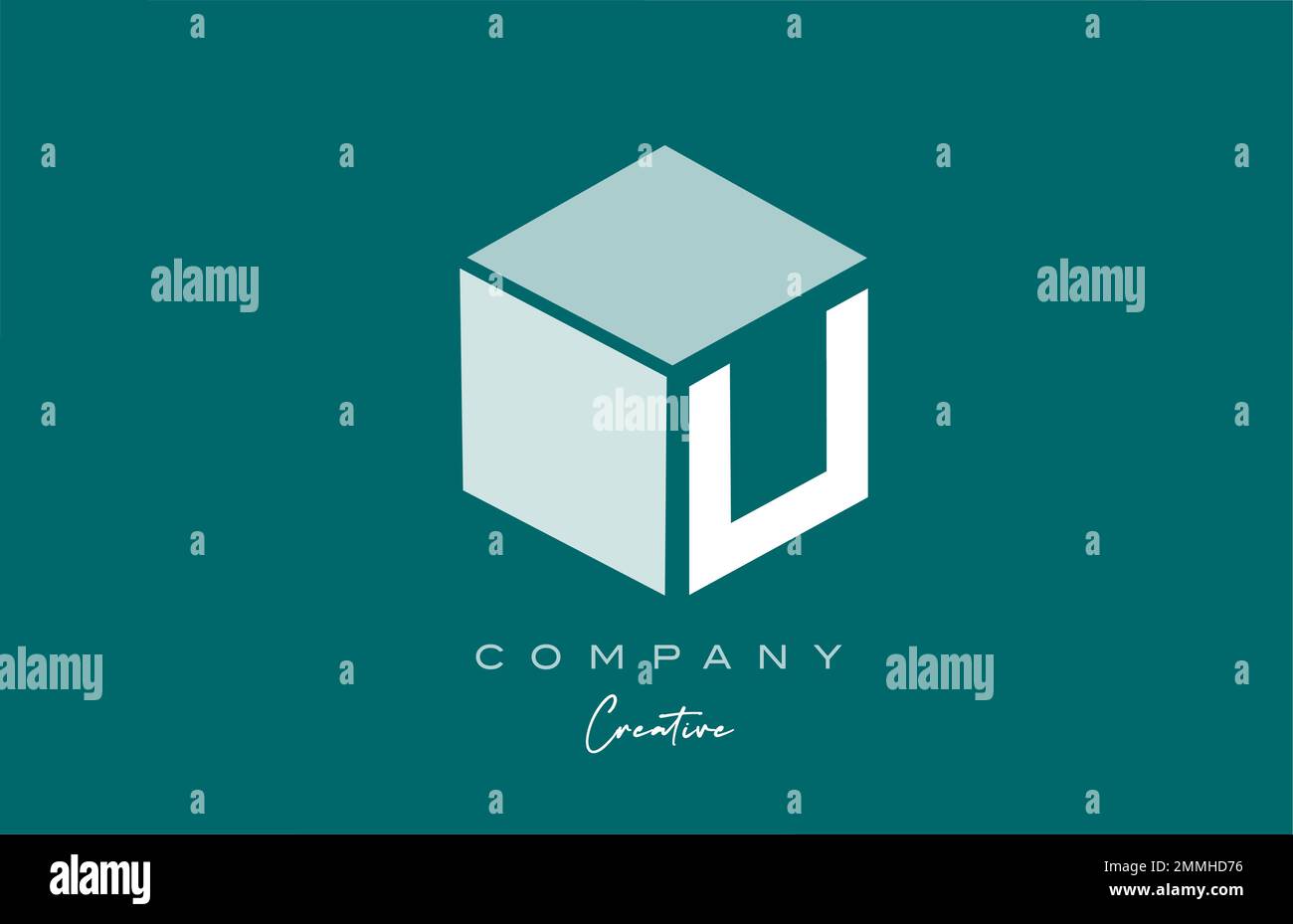cube U letter cube alphabet letter logo icon design with green pastel ...