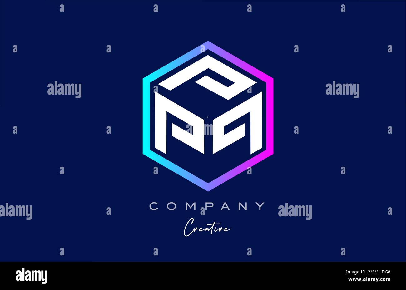 pink blue P three letter cube alphabet letter logo icon design with polygon design. Creative ...