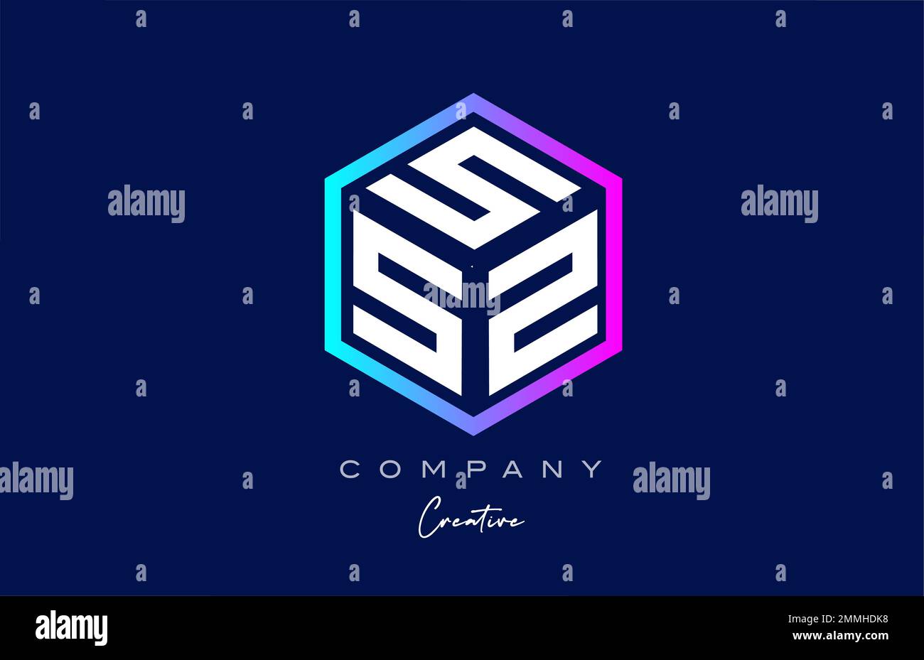 pink blue S three letter cube alphabet letter logo icon design with polygon design. Creative ...