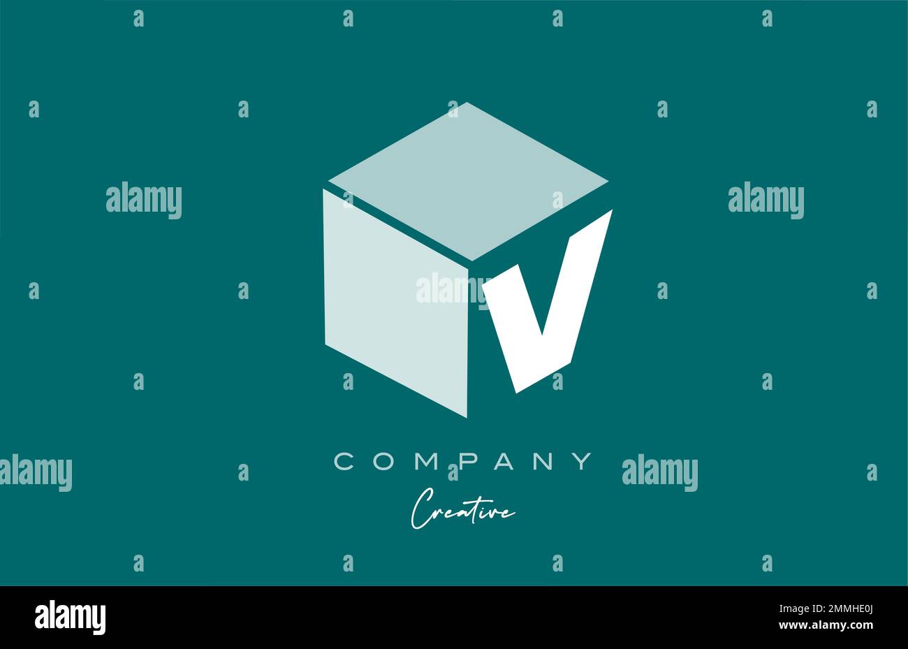cube V letter cube alphabet letter logo icon design with green pastel ...