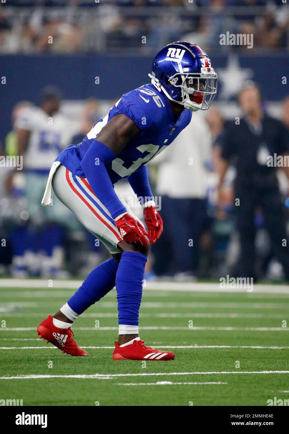 New York Giants cornerback Curtis Riley (35) defends against the Dallas ...