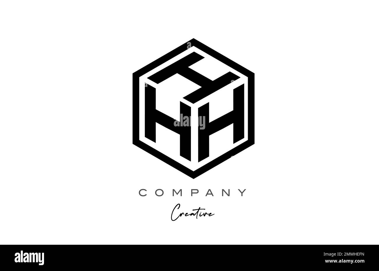 three letter cube H alphabet letter logo icon design with polygon ...
