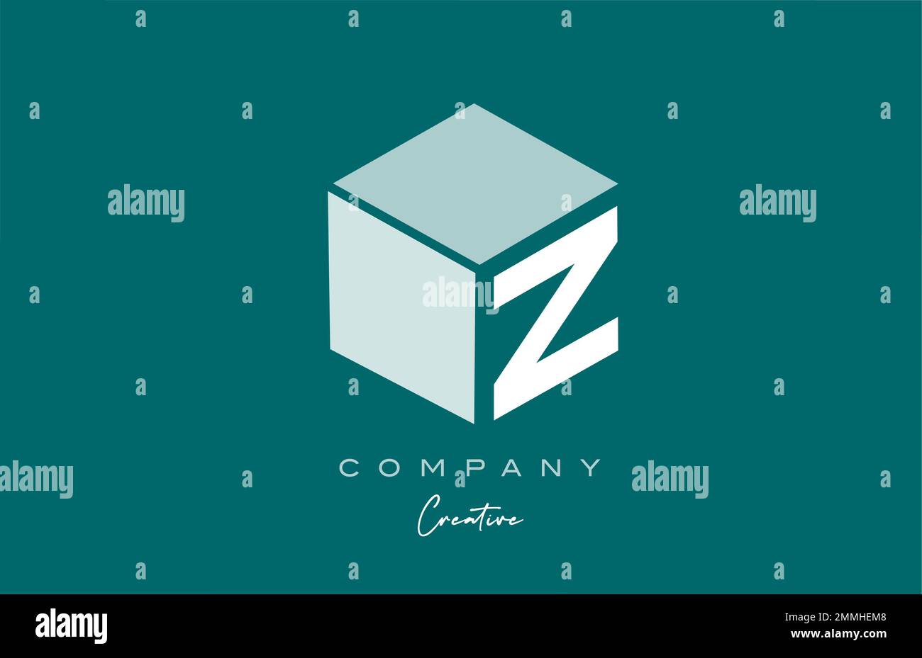 cube Z letter cube alphabet letter logo icon design with green pastel ...