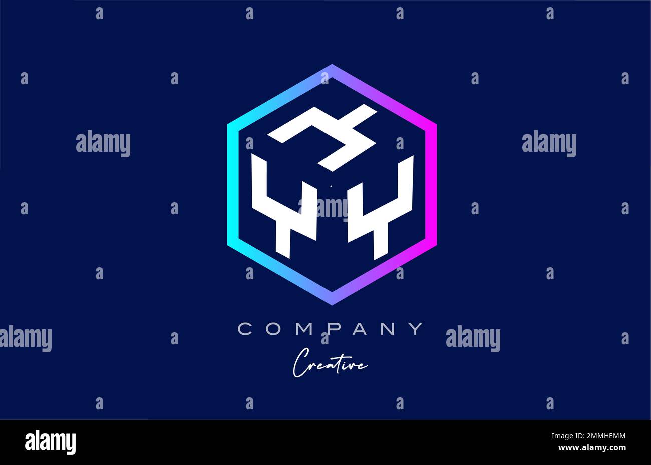 pink blue Y three letter cube alphabet letter logo icon design with ...