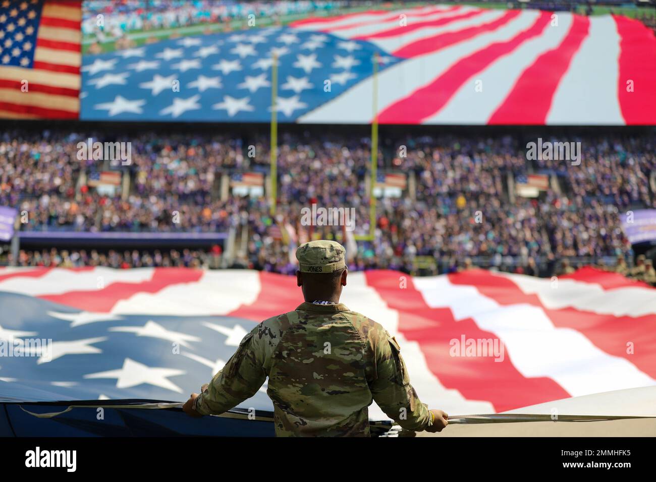 Maryland National Guard soldiers and airmen participate in the pre-game ...