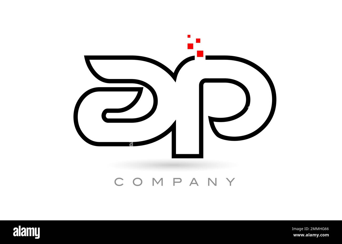 AP connected alphabet letter logo icon combination design with dots and ...