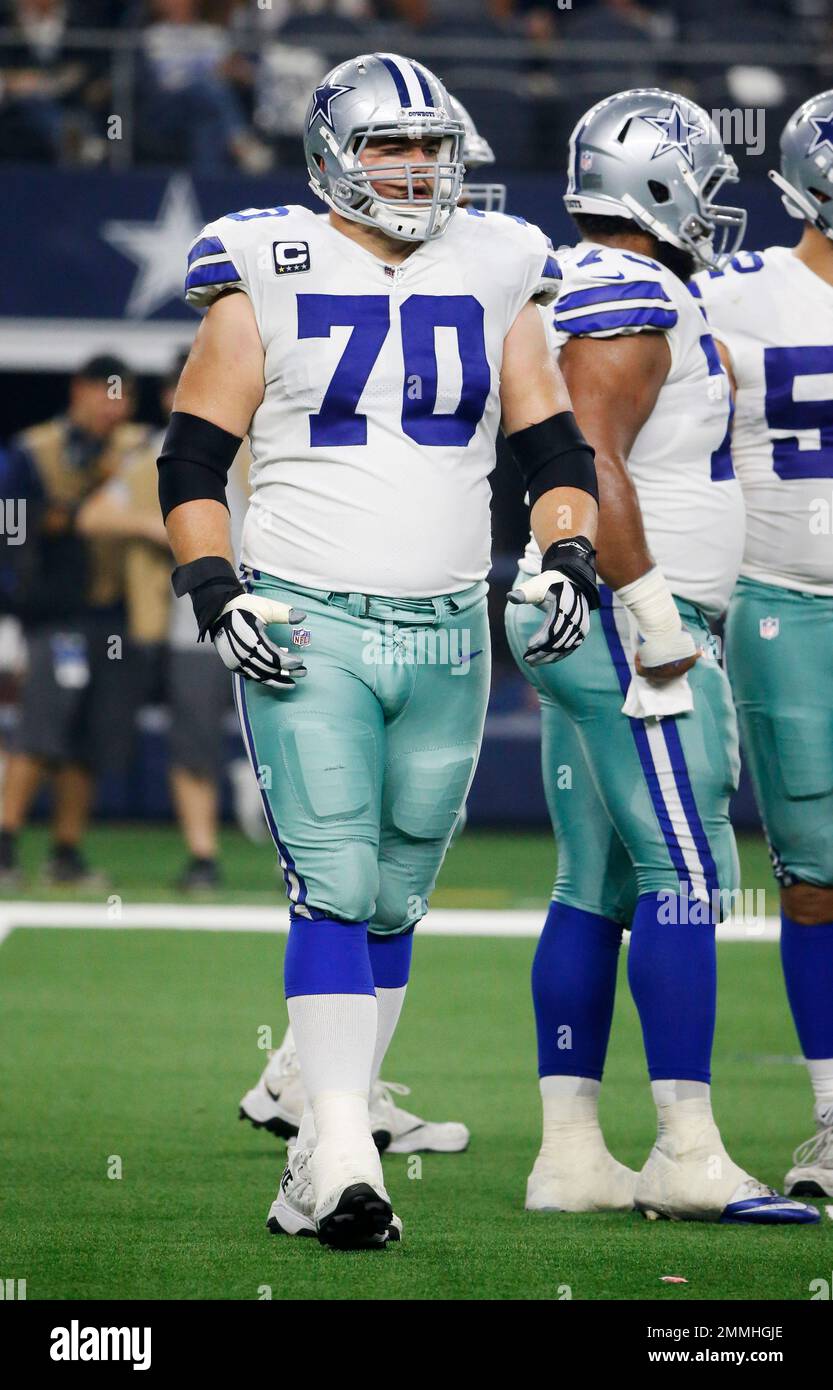 Dallas Cowboys offensive guard Zack Martin (70) looks on between ...