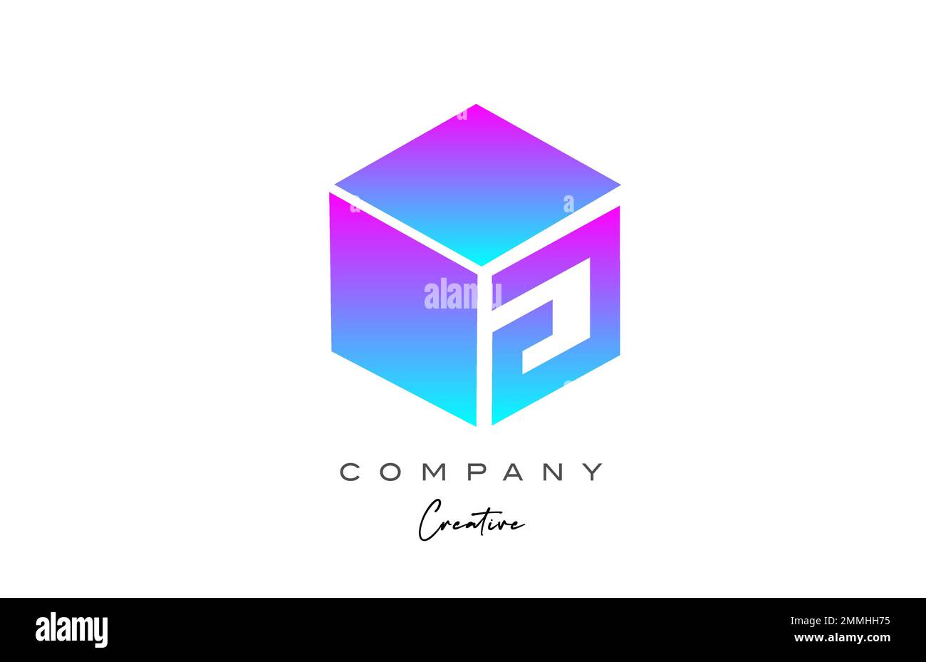 pink blue cube G letter alphabet letter logo icon design. Creative ...