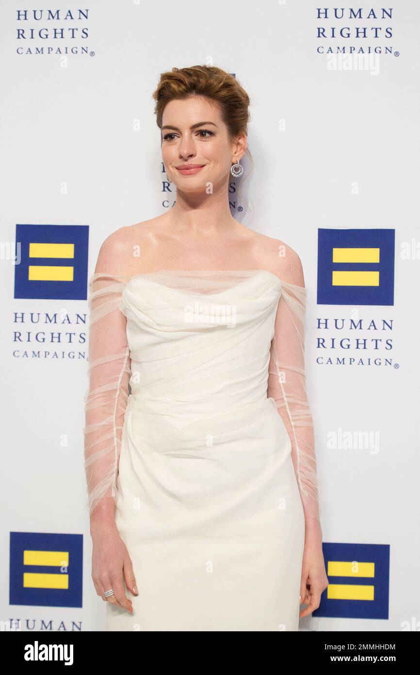 Actress Anne Hathaway Poses For Photographers Upon Her Arrival At The