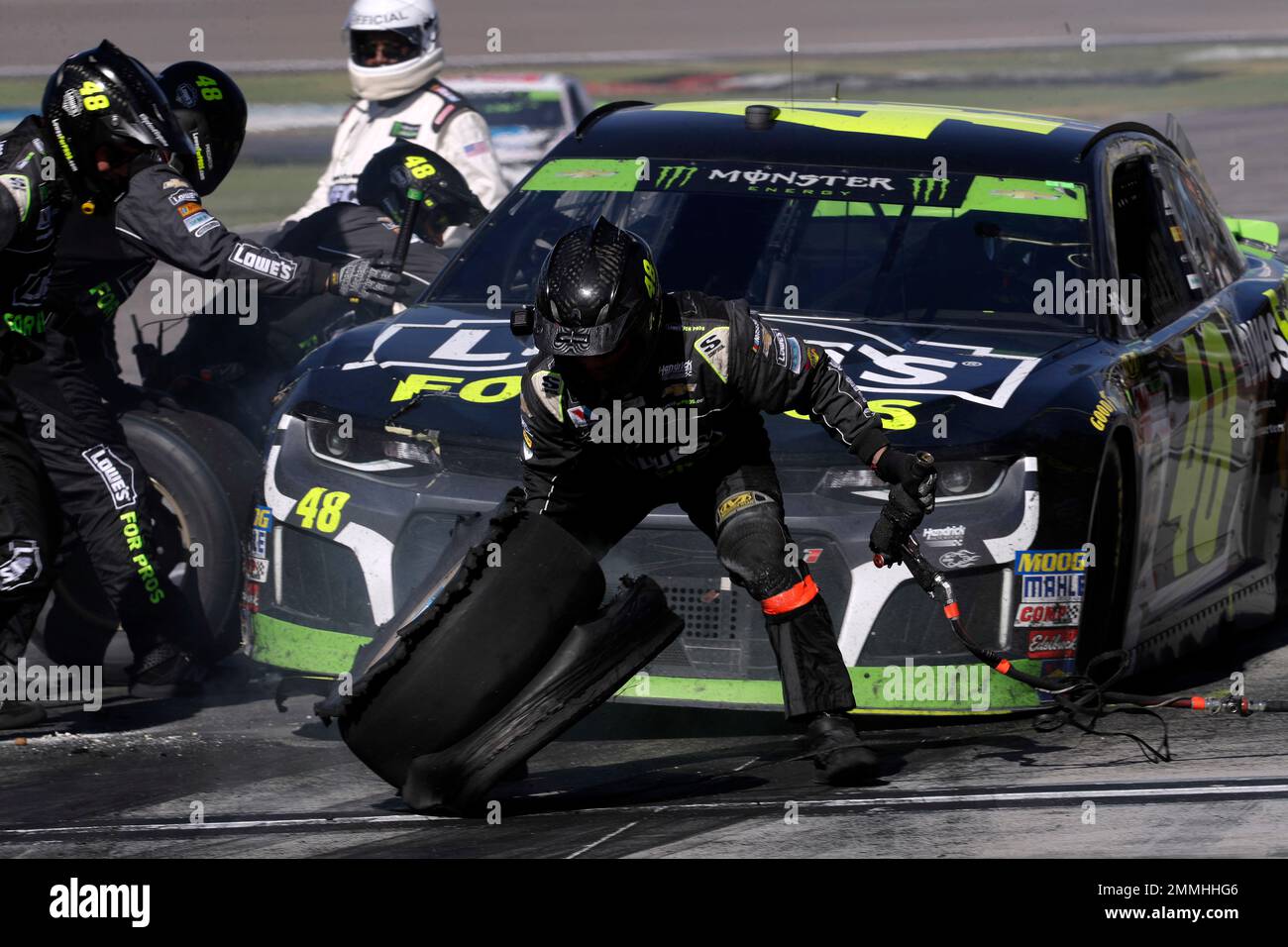 Jimmie Johnson pits during a NASCAR Cup Series auto race Sunday, Sept ...