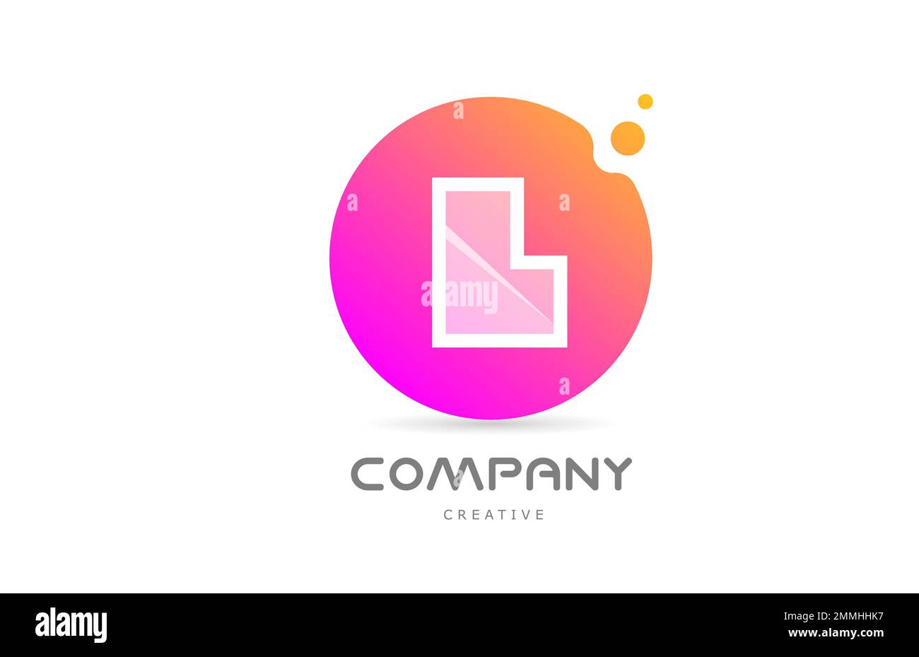 pink yellow dots L alphabet letter logo icon with transparency ...