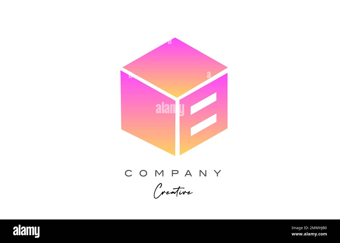 pink yellow B letter alphabet letter logo icon design. Creative cube ...
