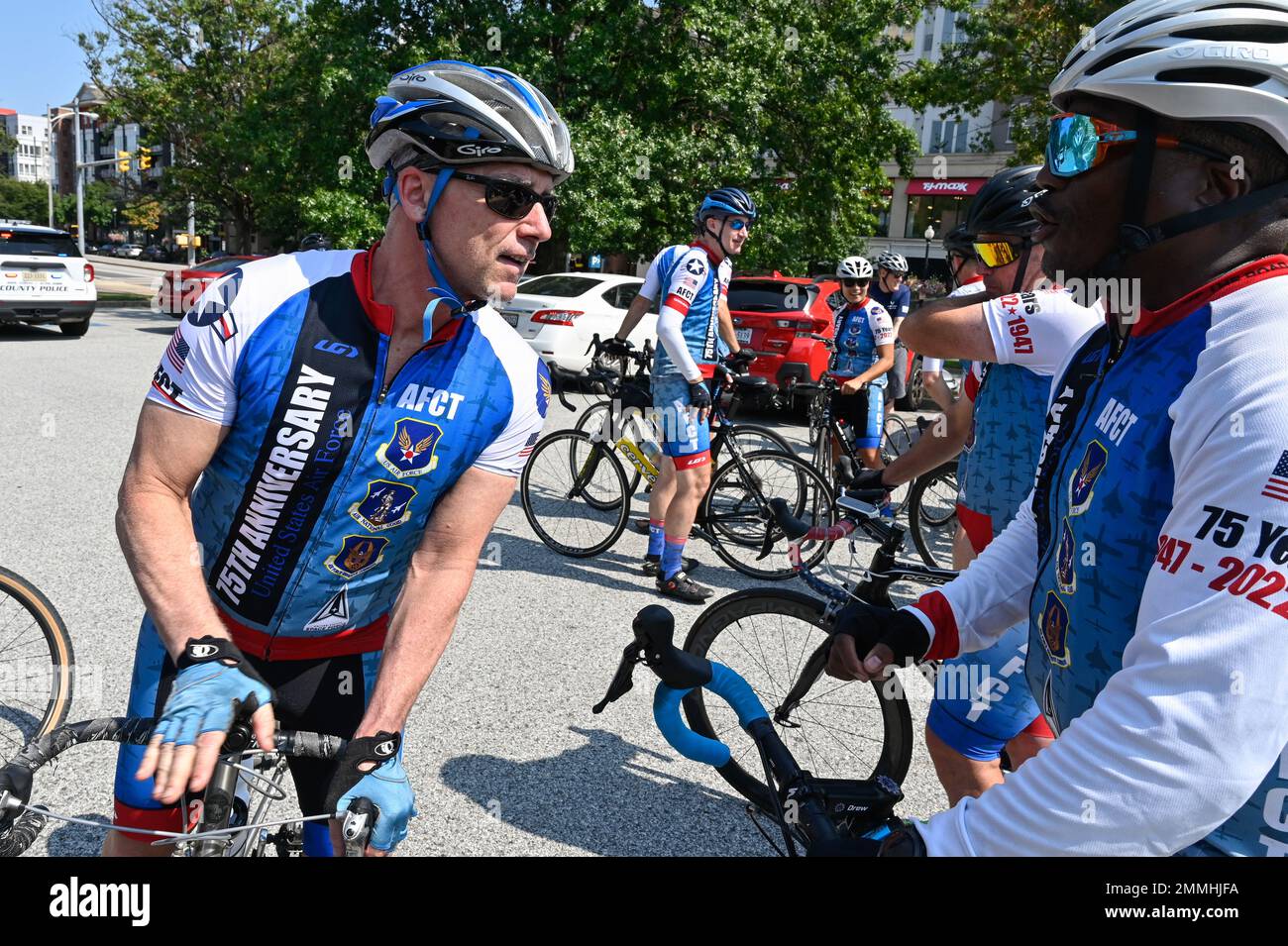 Chief Master Sgt. of the Space Force Roger A. Towberman, left, speaks ...