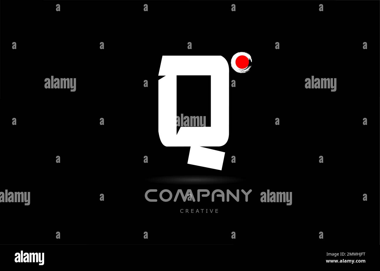 Q black and white alphabet letter logo icon design with japanese style ...