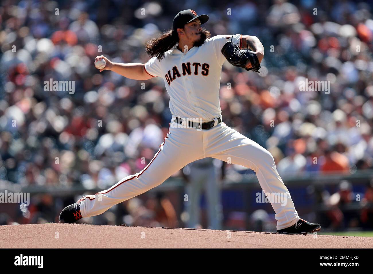 San Francisco Giants starting pitcher Dereck Rodriguez (57) throws a ...