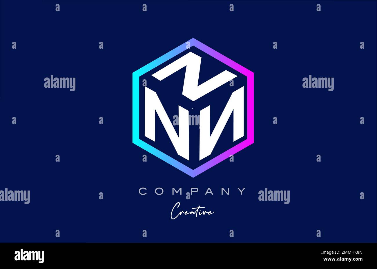 pink blue N three letter cube alphabet letter logo icon design with ...
