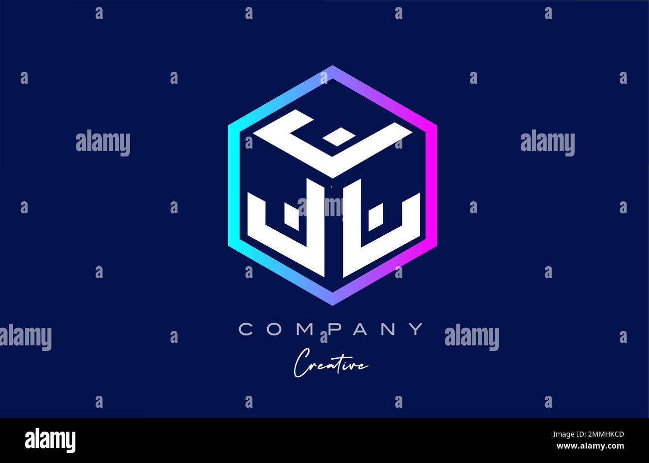 pink blue J three letter cube alphabet letter logo icon design with ...