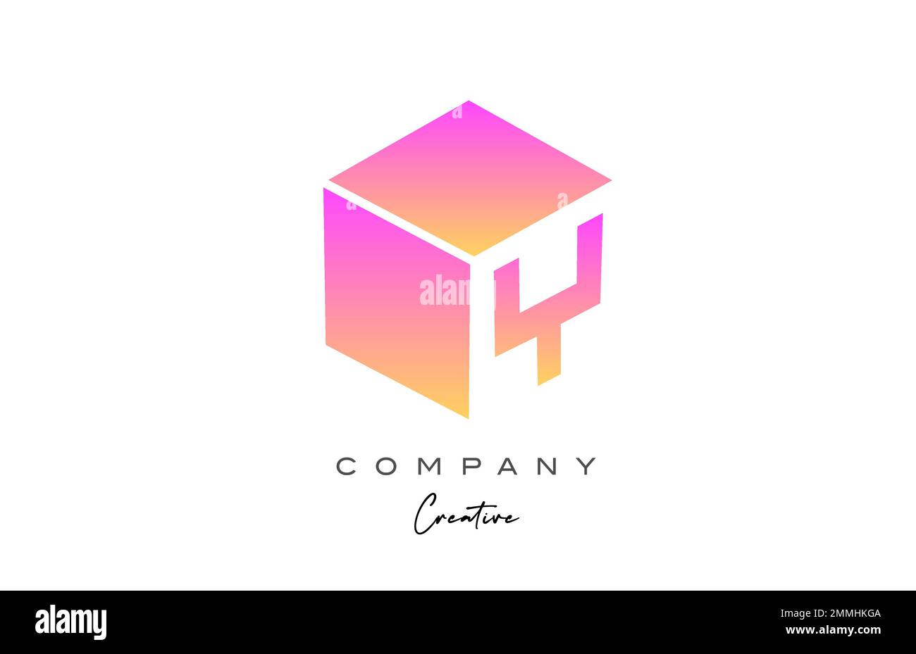 pink yellow Y letter alphabet letter logo icon design. Creative cube ...