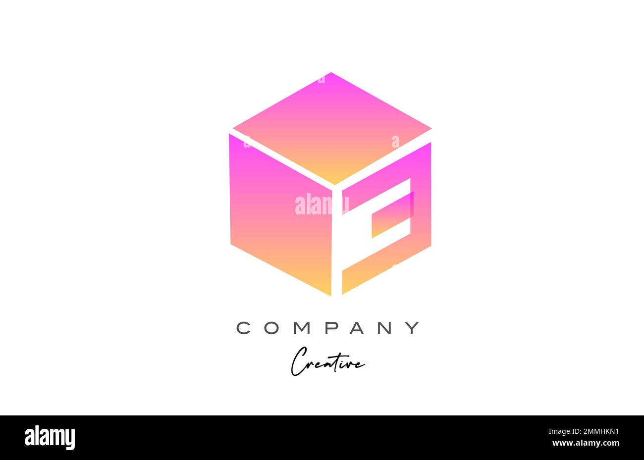 pink yellow E letter alphabet letter logo icon design. Creative cube ...