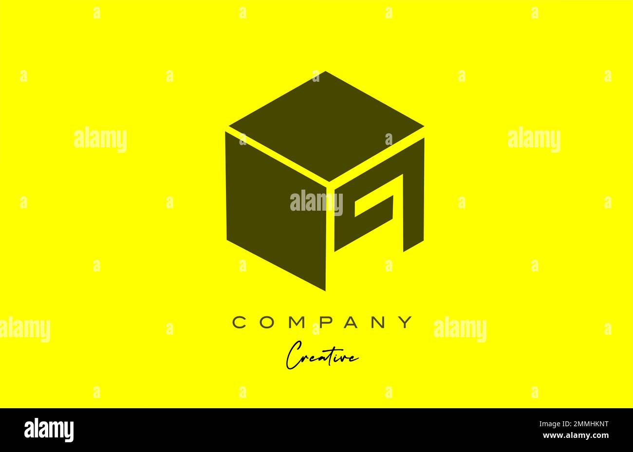 yellow black P letter alphabet letter logo icon design. Creative cube design template for ...