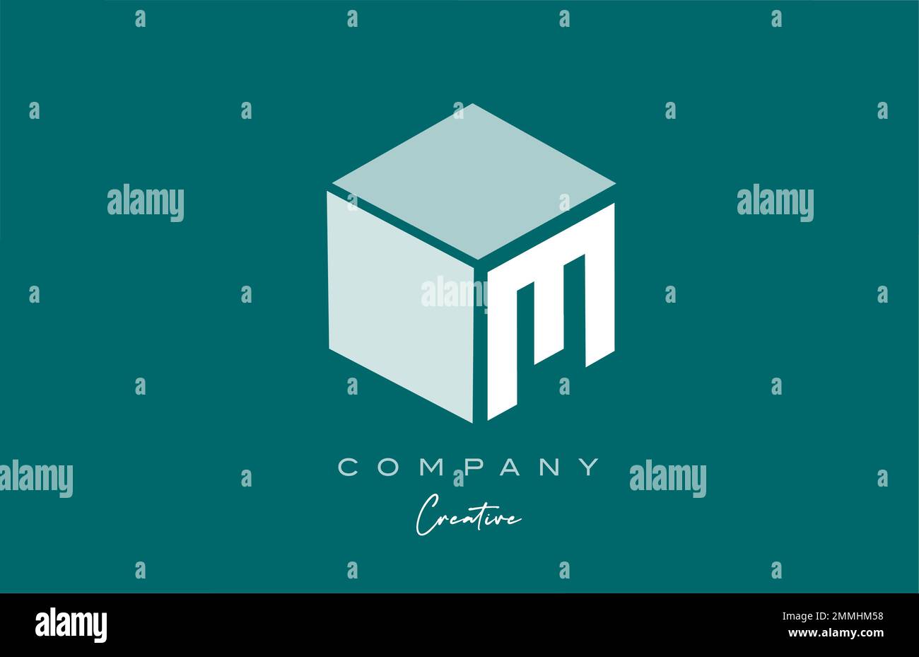 cube M letter cube alphabet letter logo icon design with green pastel ...