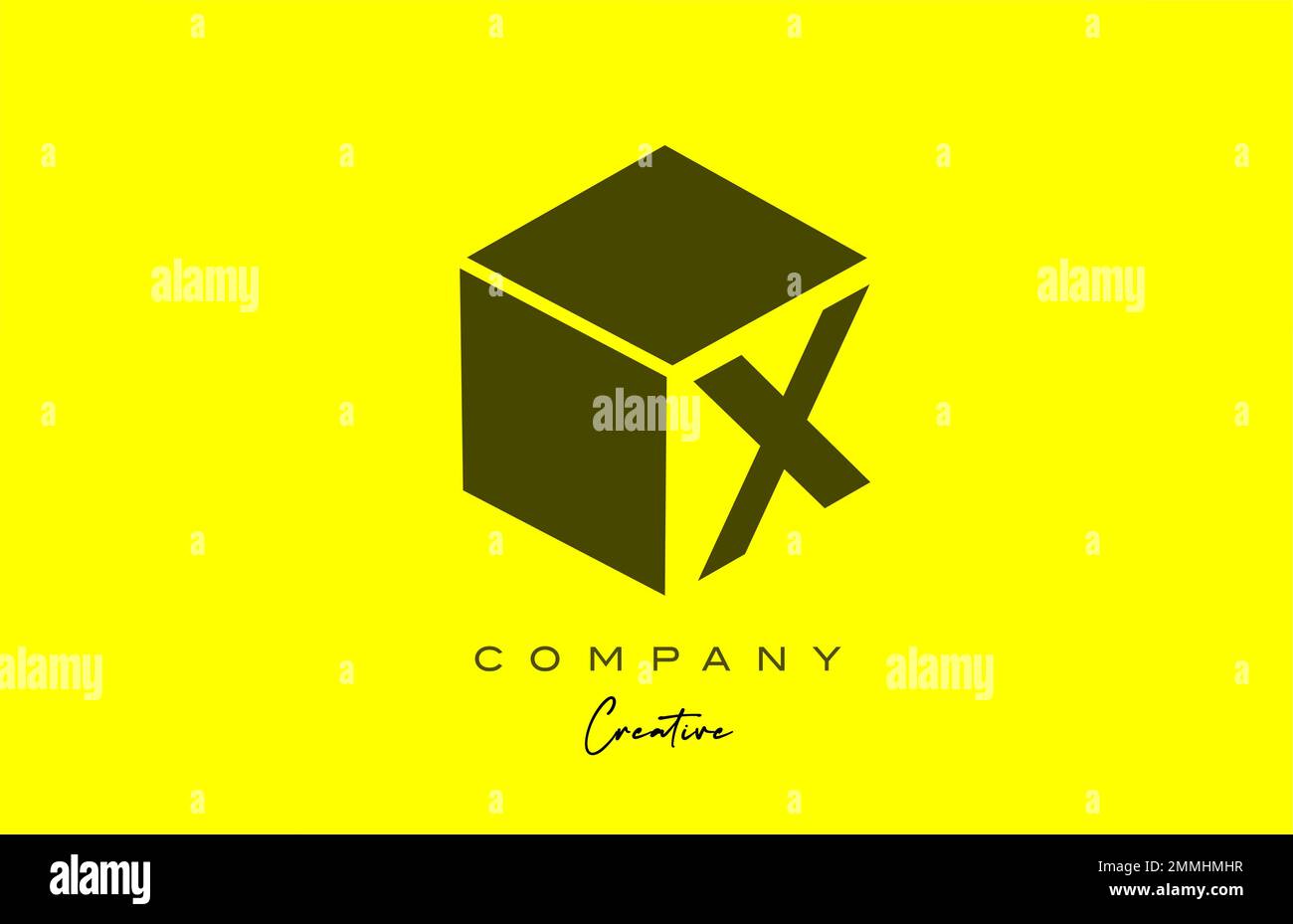yellow black X letter alphabet letter logo icon design. Creative cube ...