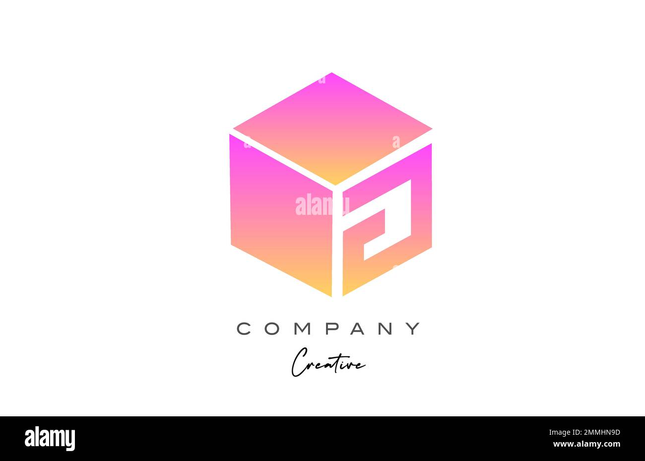 pink yellow G letter alphabet letter logo icon design. Creative cube ...