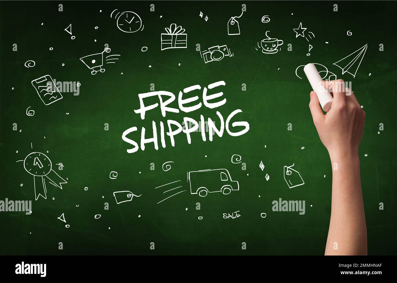 Hand drawing online shopping concept Stock Photo - Alamy