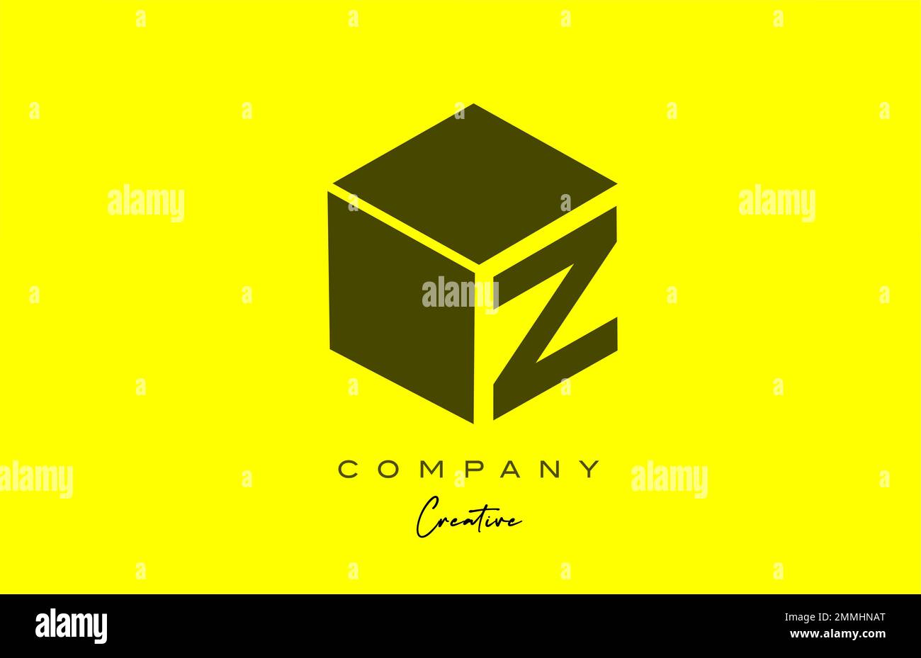 yellow black Z letter alphabet letter logo icon design. Creative cube ...