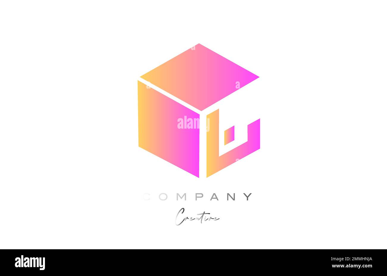 pink yellow J letter alphabet letter logo icon design. Creative cube ...