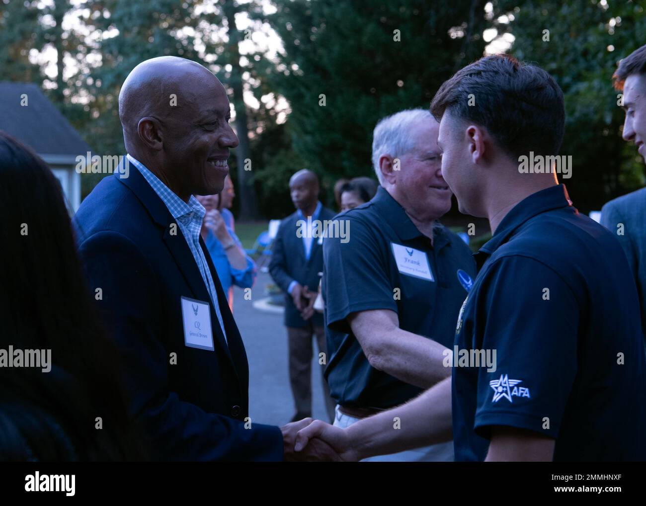 Air Force Chief of Staff Gen. CQ Brown, Jr., greets Senior Airman Caden ...
