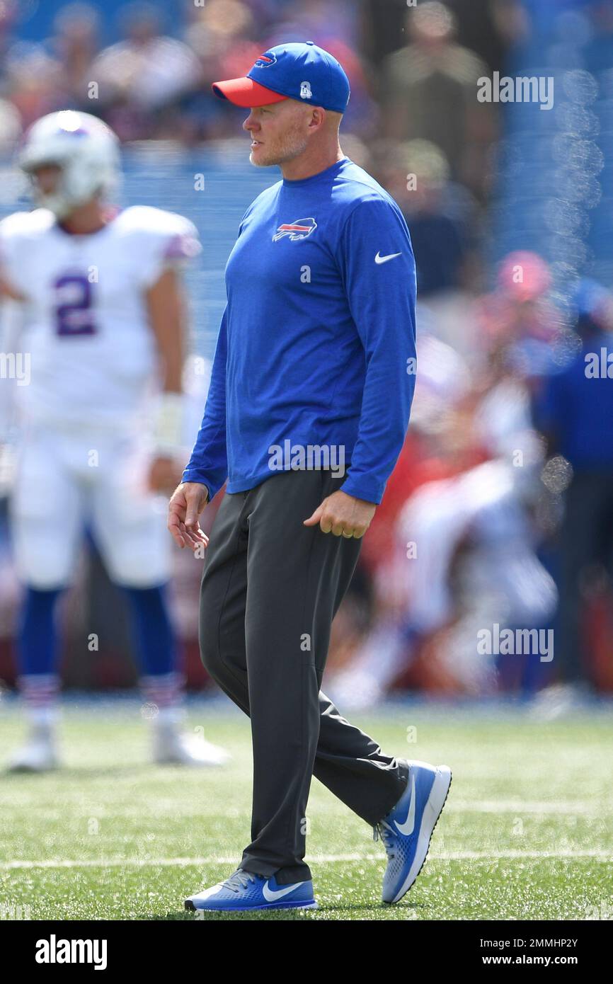 Buffalo Bills head coach Sean McDermott looks over the field before an ...