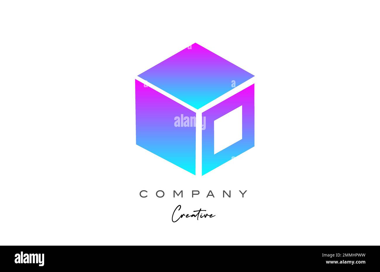 pink blue cube O letter alphabet letter logo icon design. Creative ...