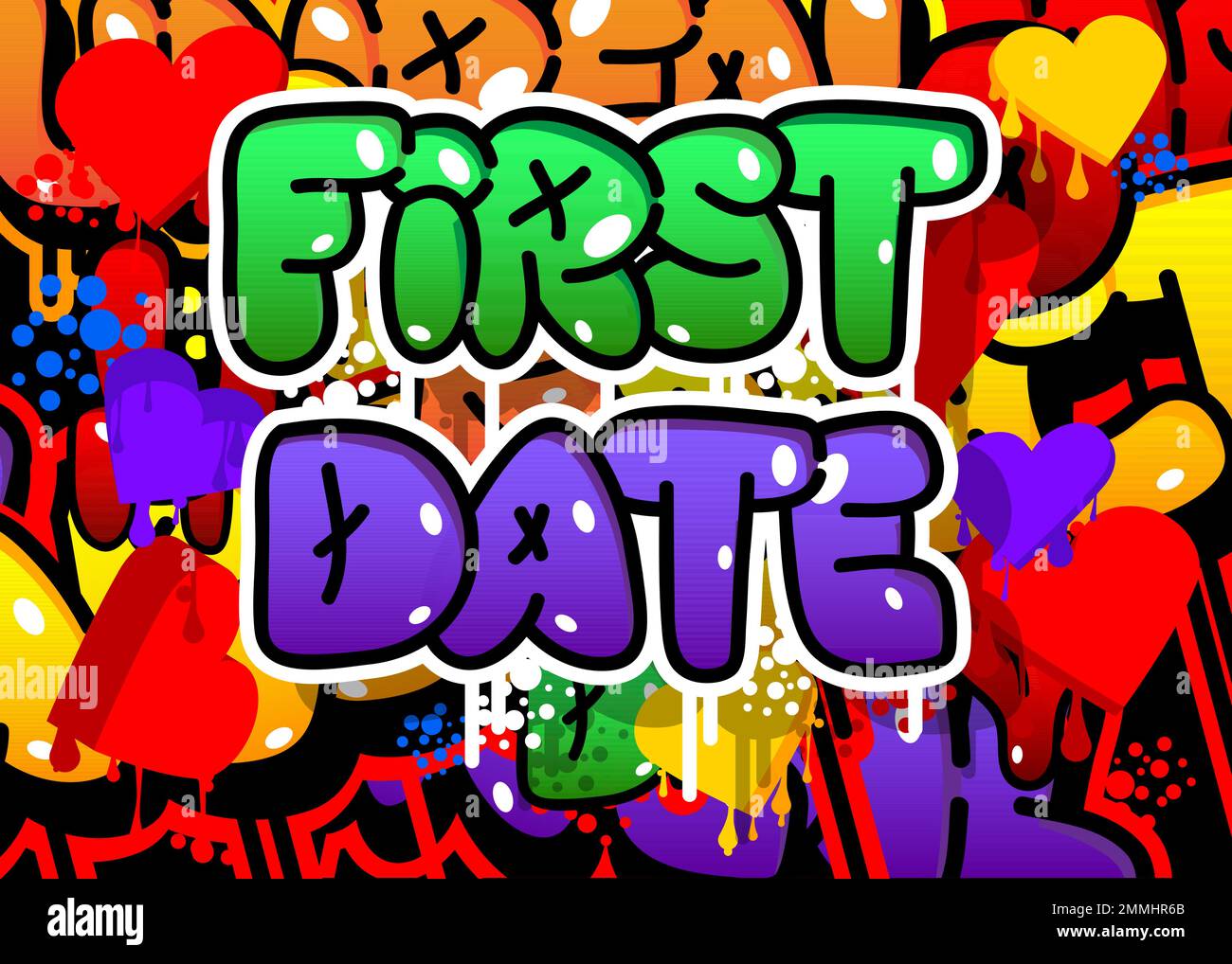 First Date. Graffiti tag. Abstract modern street art decoration ...