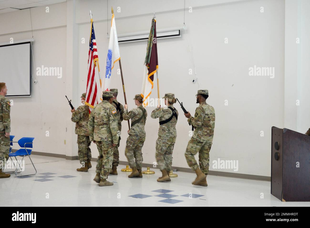 A color guard led by Staff Sgt. Ronelus, of the 394th Field Hospital ...