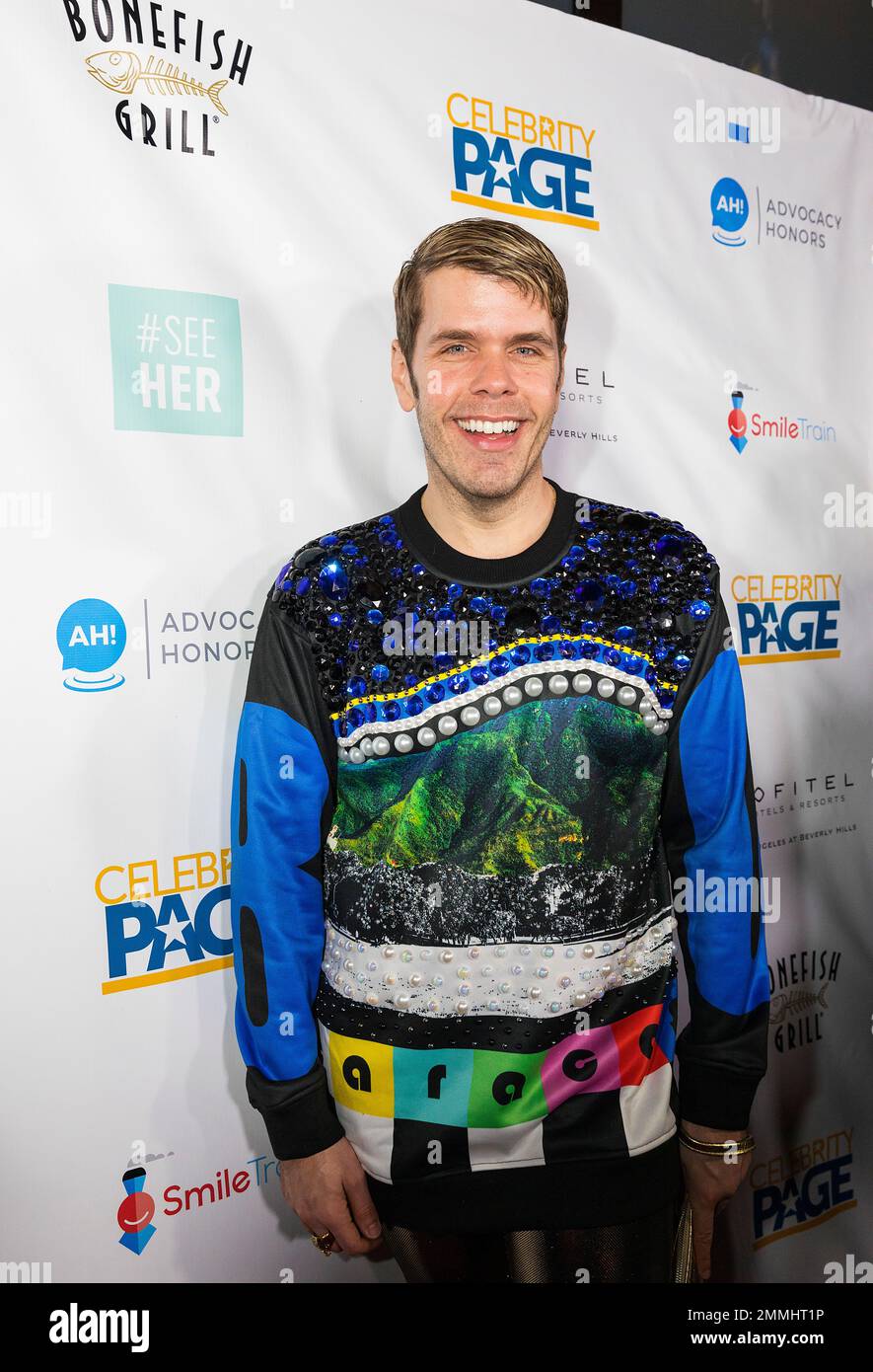 Perez Hilton walks the red carpet at the #SeeHer + Bonefish Grill ...