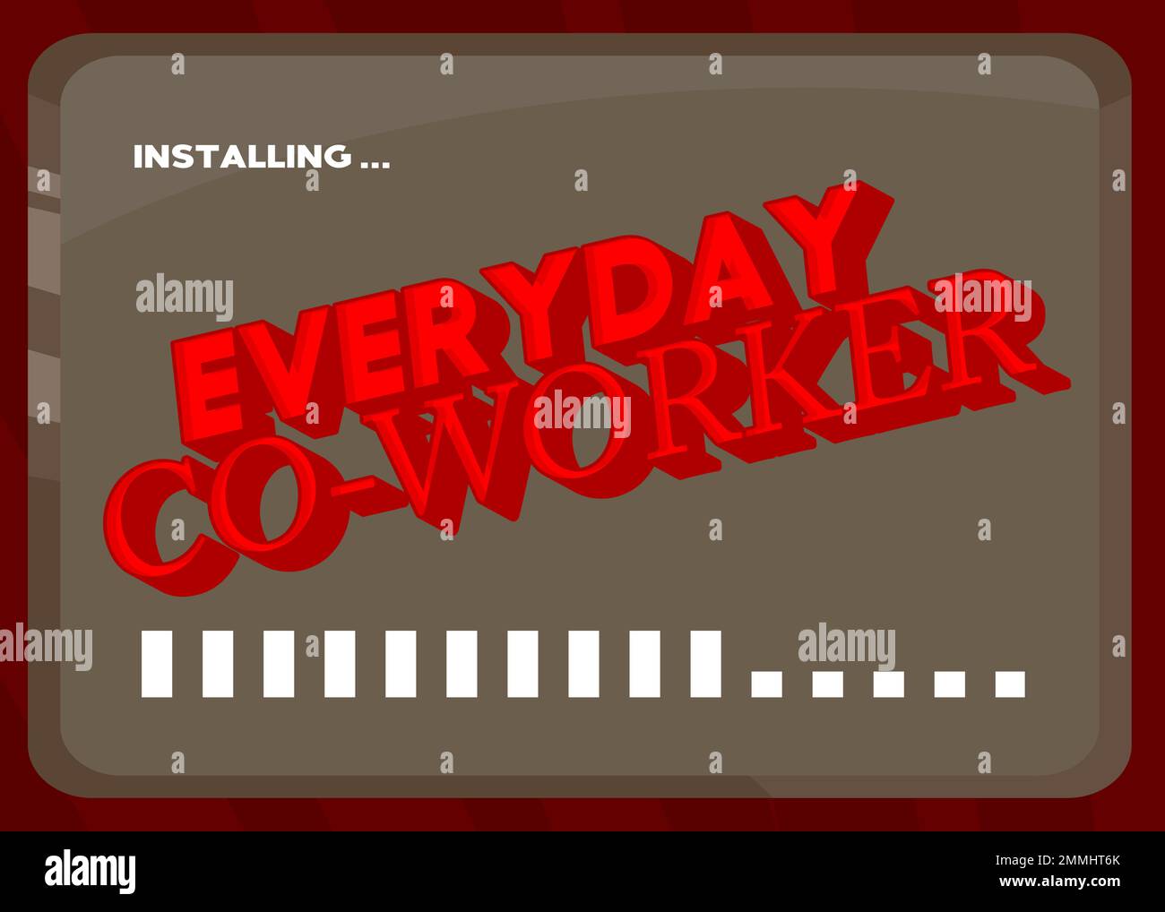 Cartoon Computer With the word Everyday Co-worker. Message of a screen ...