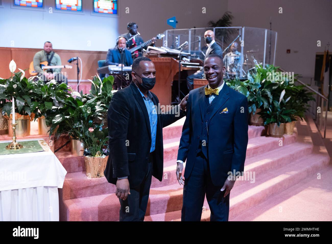 January 29, 2023: Left, DANA BROWN is greeted by Pastor Rev.Dr. DANTE ...
