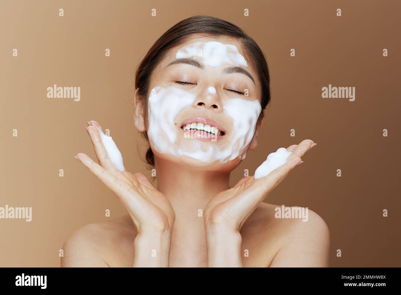 Skin care female face wash hi-res stock photography and images - Alamy